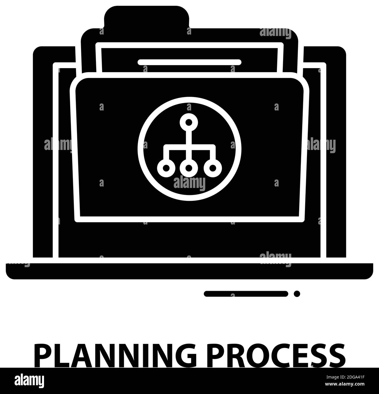 planning process icon, black vector sign with editable strokes, concept ...