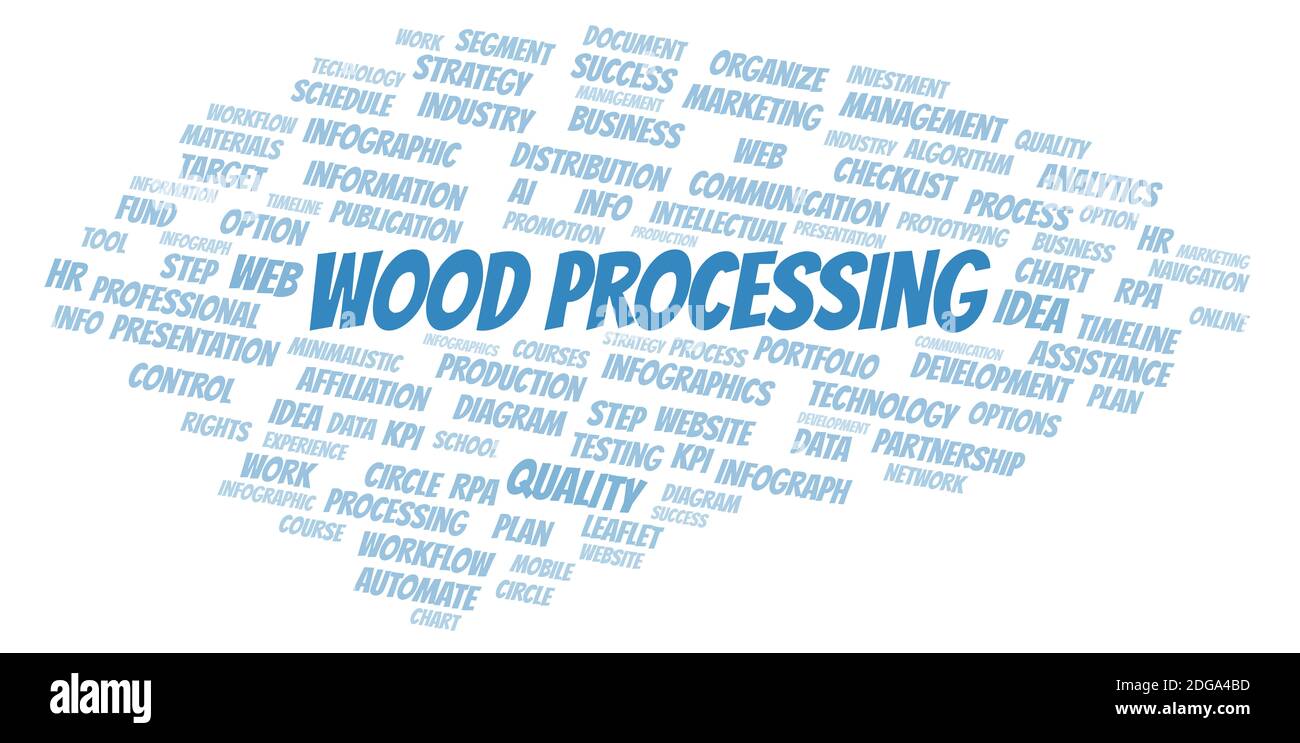 Wood Processing typography word cloud create with text only Stock Photo ...