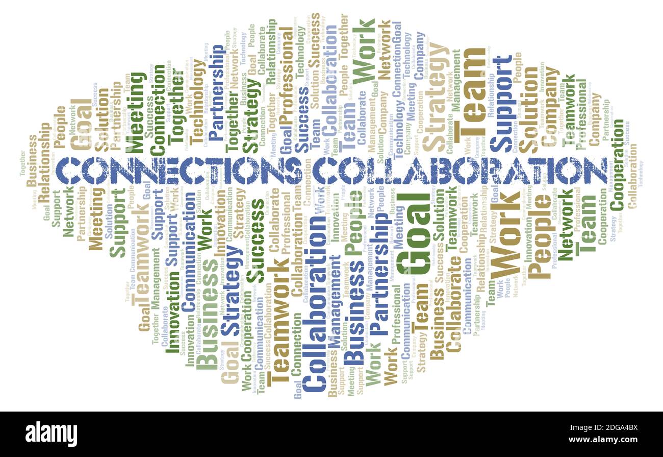 Connections Collaboration typography word cloud create with text only ...