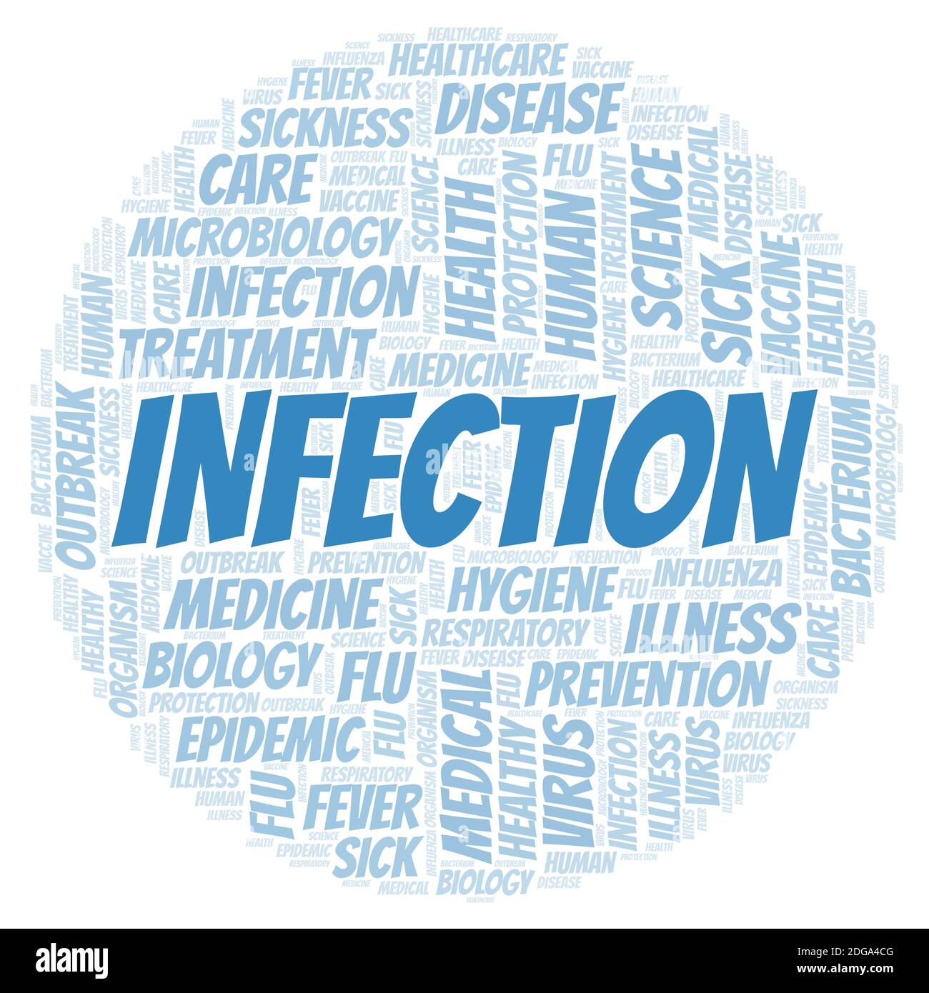 Infection typography word cloud create with text only Stock Photo - Alamy