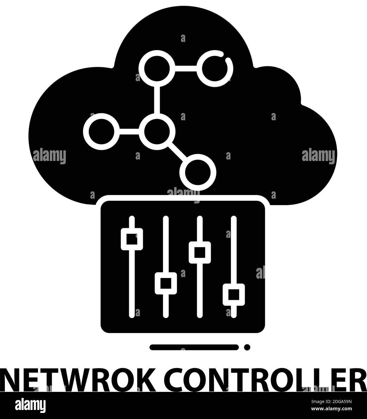 netwrok controller icon, black vector sign with editable strokes ...