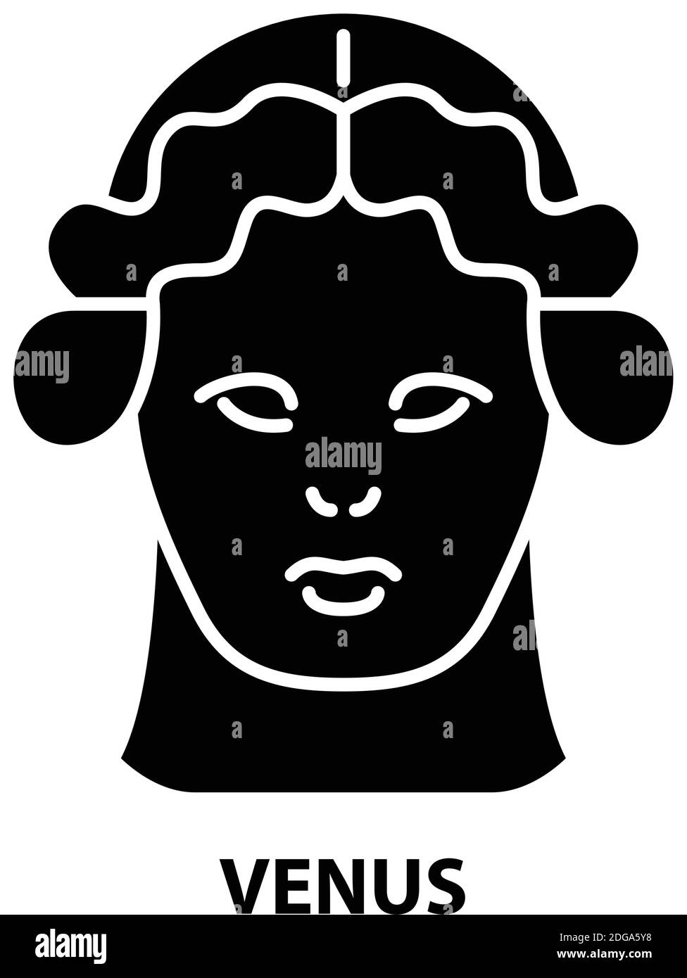 venus icon, black vector sign with editable strokes, concept ...