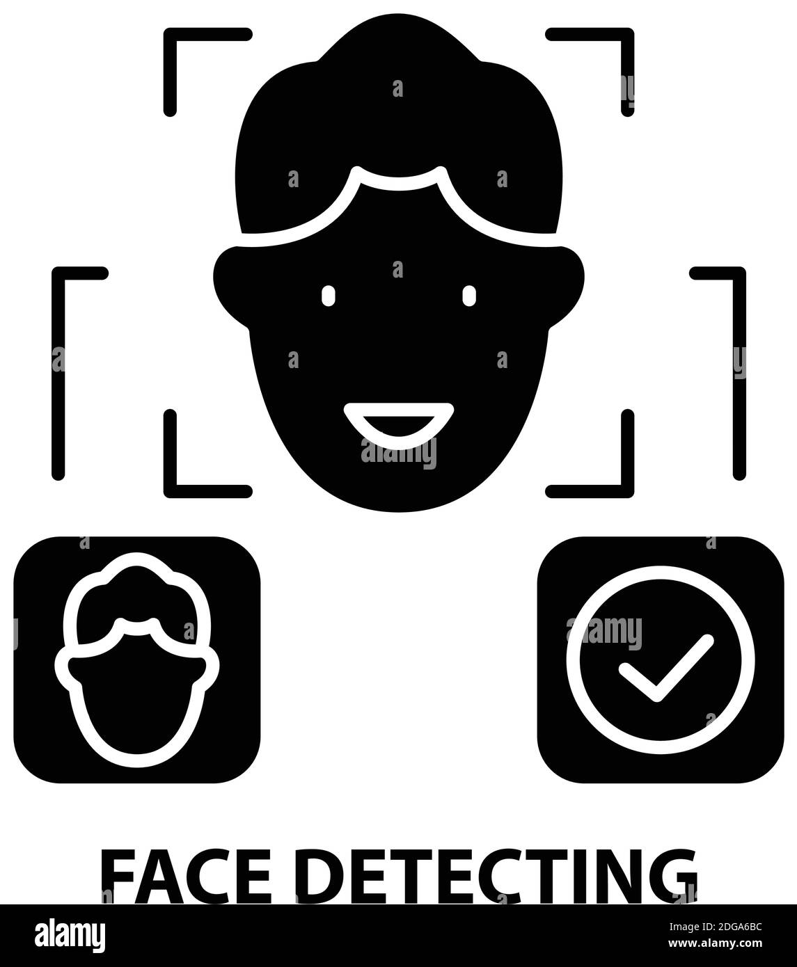 face detecting icon, black vector sign with editable strokes, concept ...