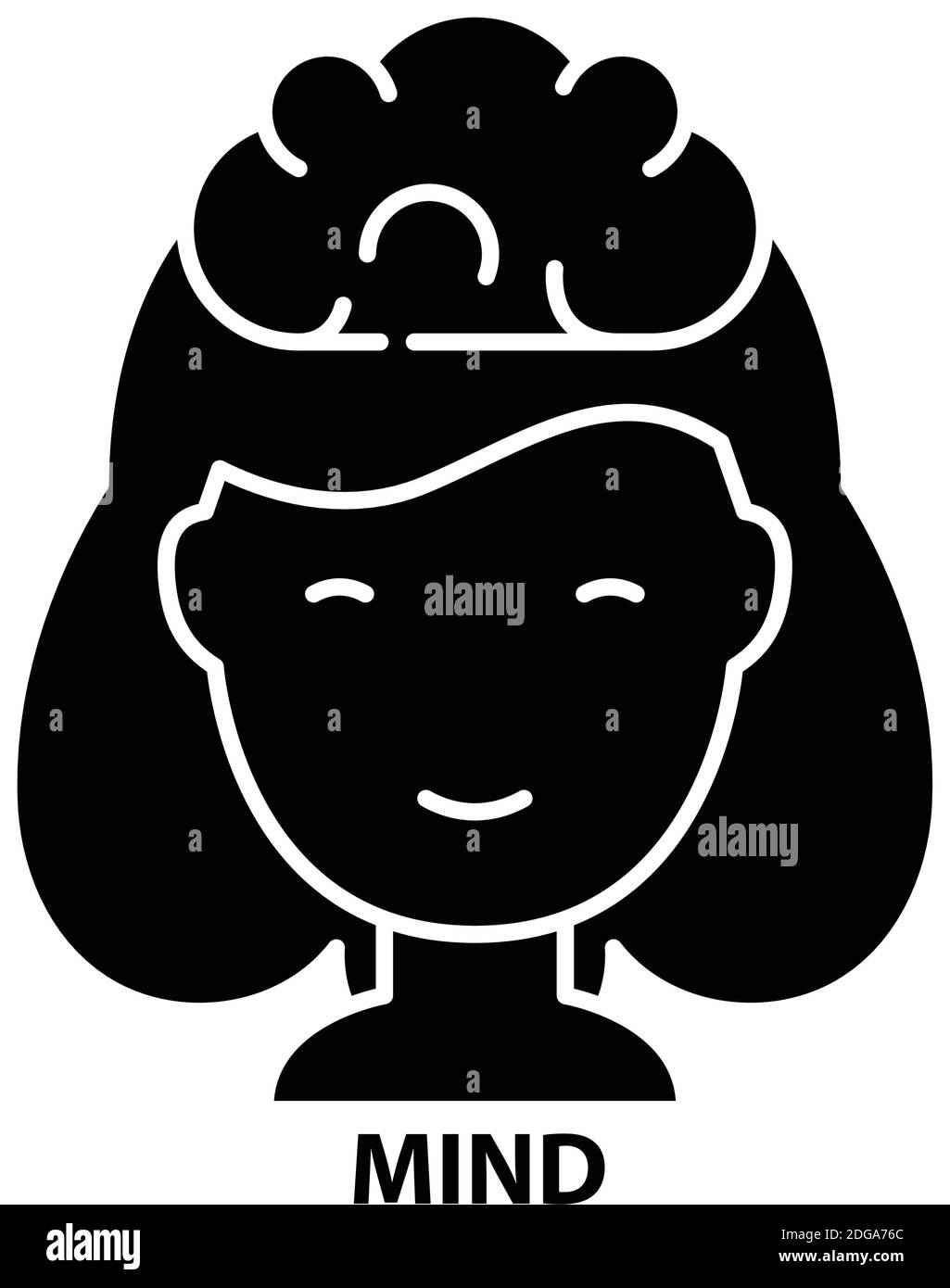 mind icon, black vector sign with editable strokes, concept ...