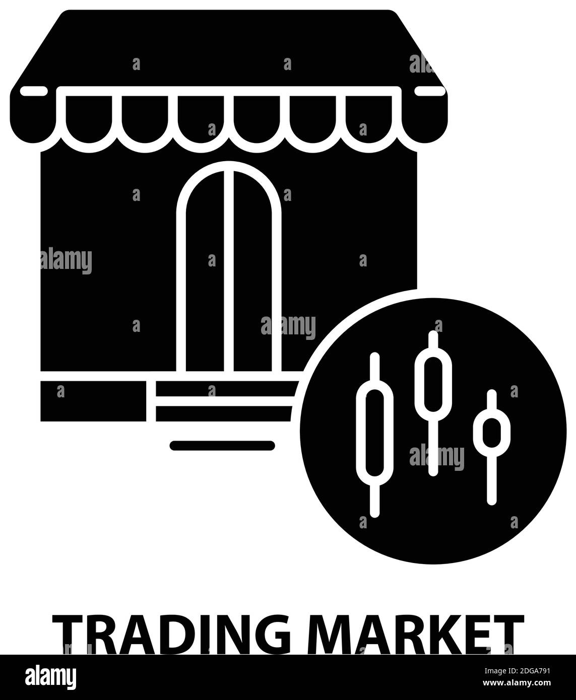 trading market icon, black vector sign with editable strokes, concept ...