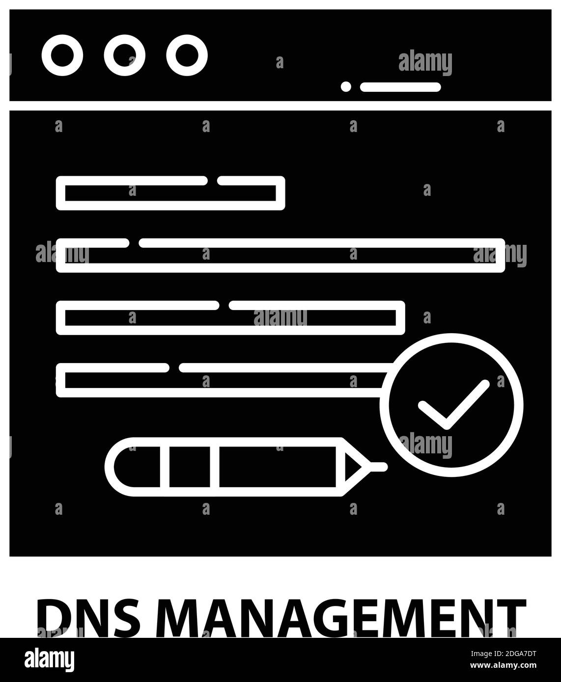 dns management icon, black vector sign with editable strokes, concept ...