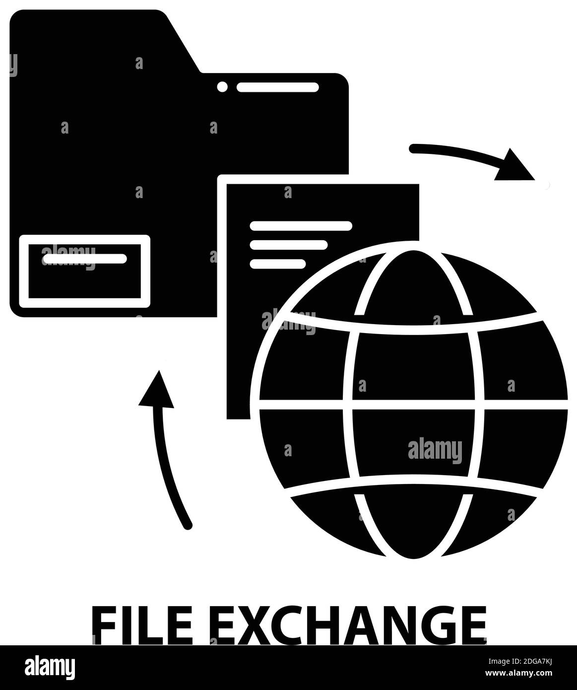 file exchange icon, black vector sign with editable strokes, concept ...