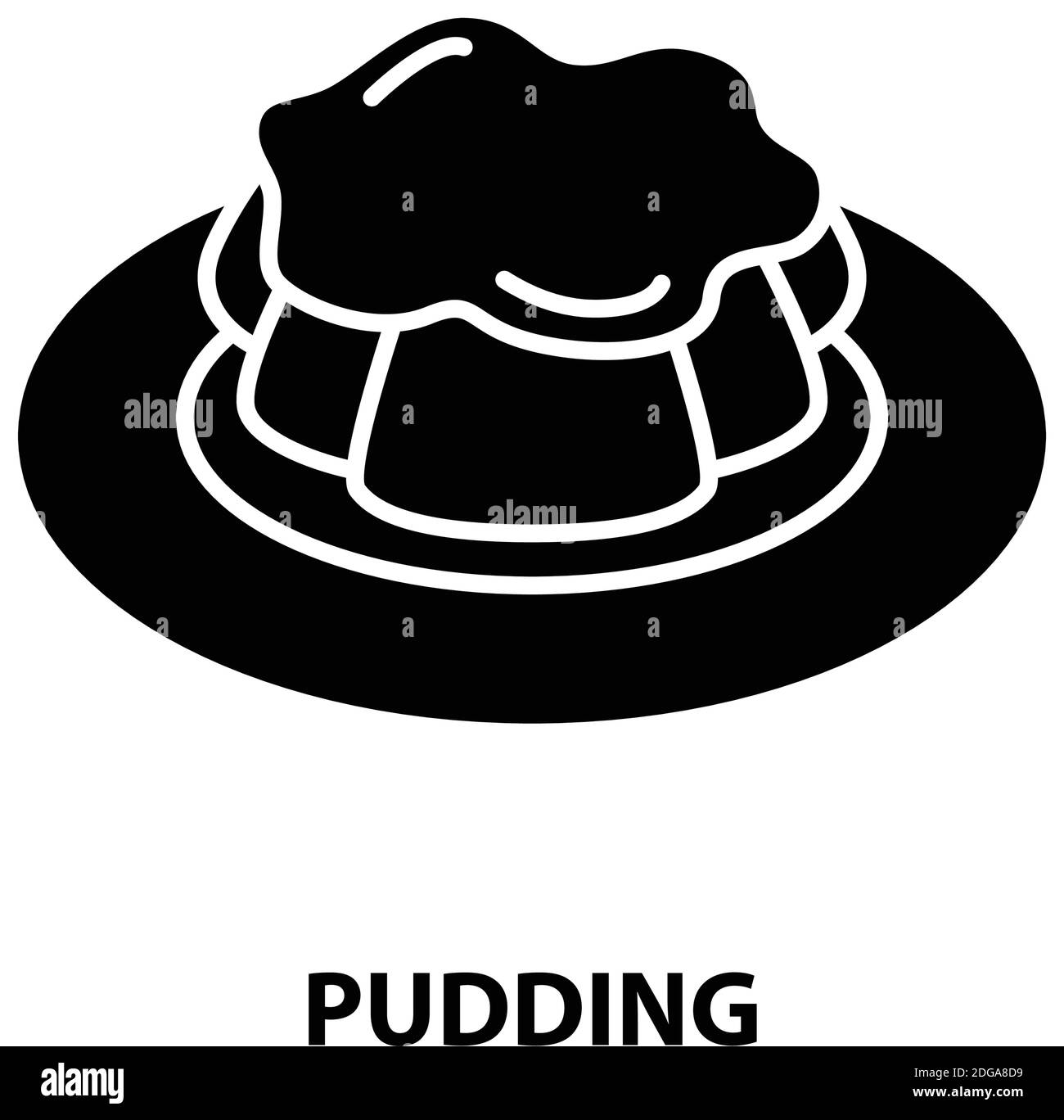 pudding icon, black vector sign with editable strokes, concept ...