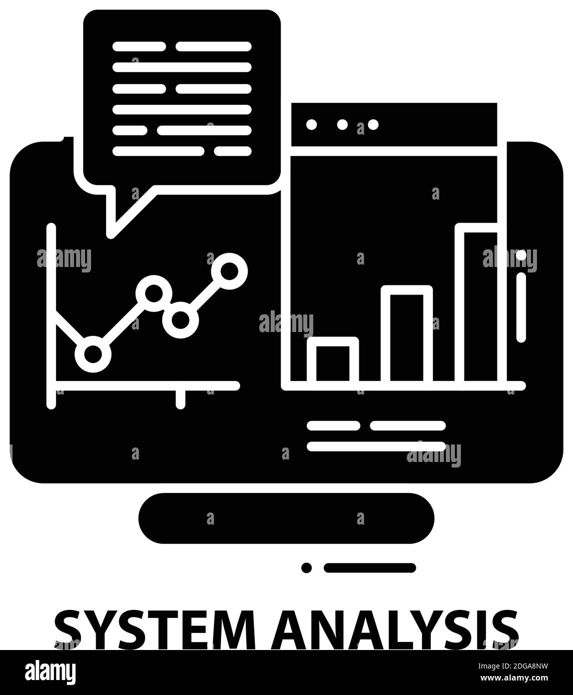 system analysis icon, black vector sign with editable strokes, concept ...