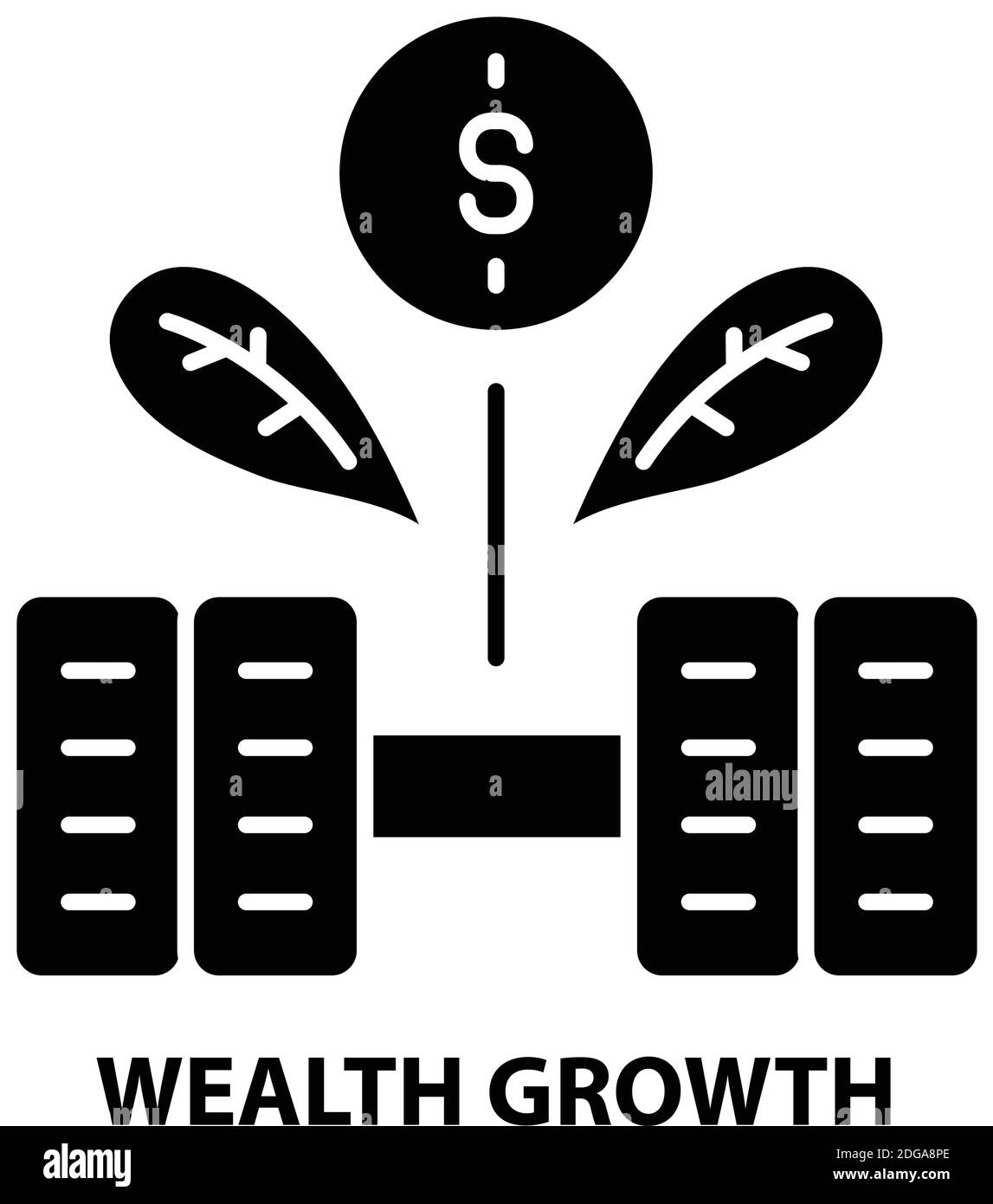 wealth growth icon, black vector sign with editable strokes, concept ...