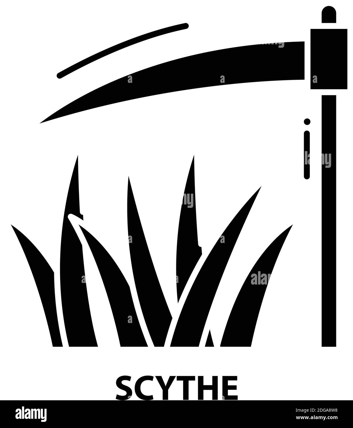 scythe icon, black vector sign with editable strokes, concept ...