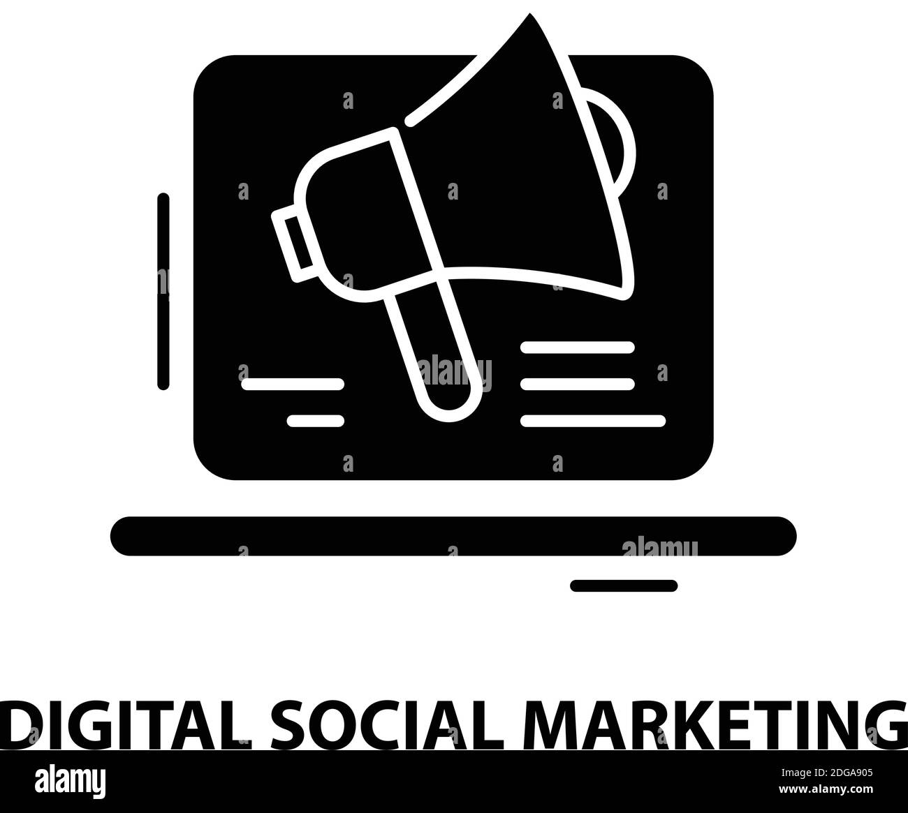 digital social marketing icon, black vector sign with editable strokes ...
