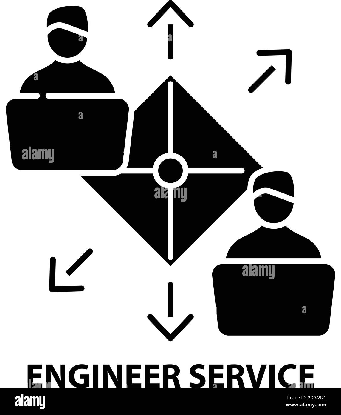 engineer service icon, black vector sign with editable strokes, concept ...