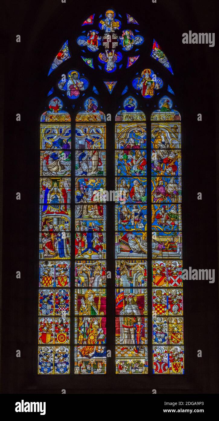 Stained glass window of the cathedral in Koln, Germany Stock Photo - Alamy