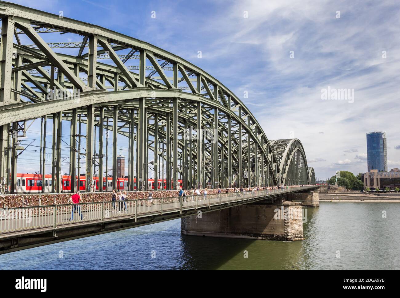 Historic steel bridge over the river Rhine in Cologne, Germany Stock ...