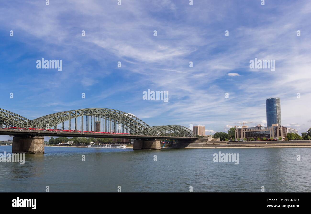 Historic steel bridge over the river Rhine in Cologne, Germany Stock ...