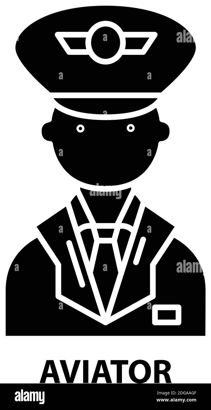 aviator icon, black vector sign with editable strokes, concept ...