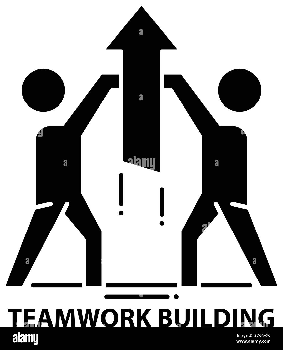 teamwork building icon, black vector sign with editable strokes ...