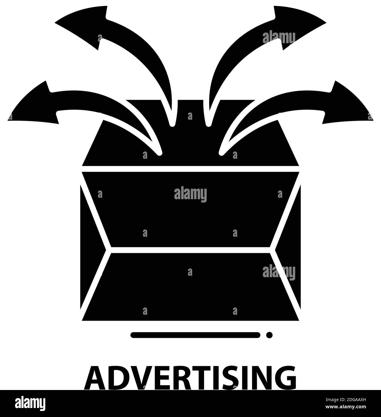 advertising icon, black vector sign with editable strokes, concept ...