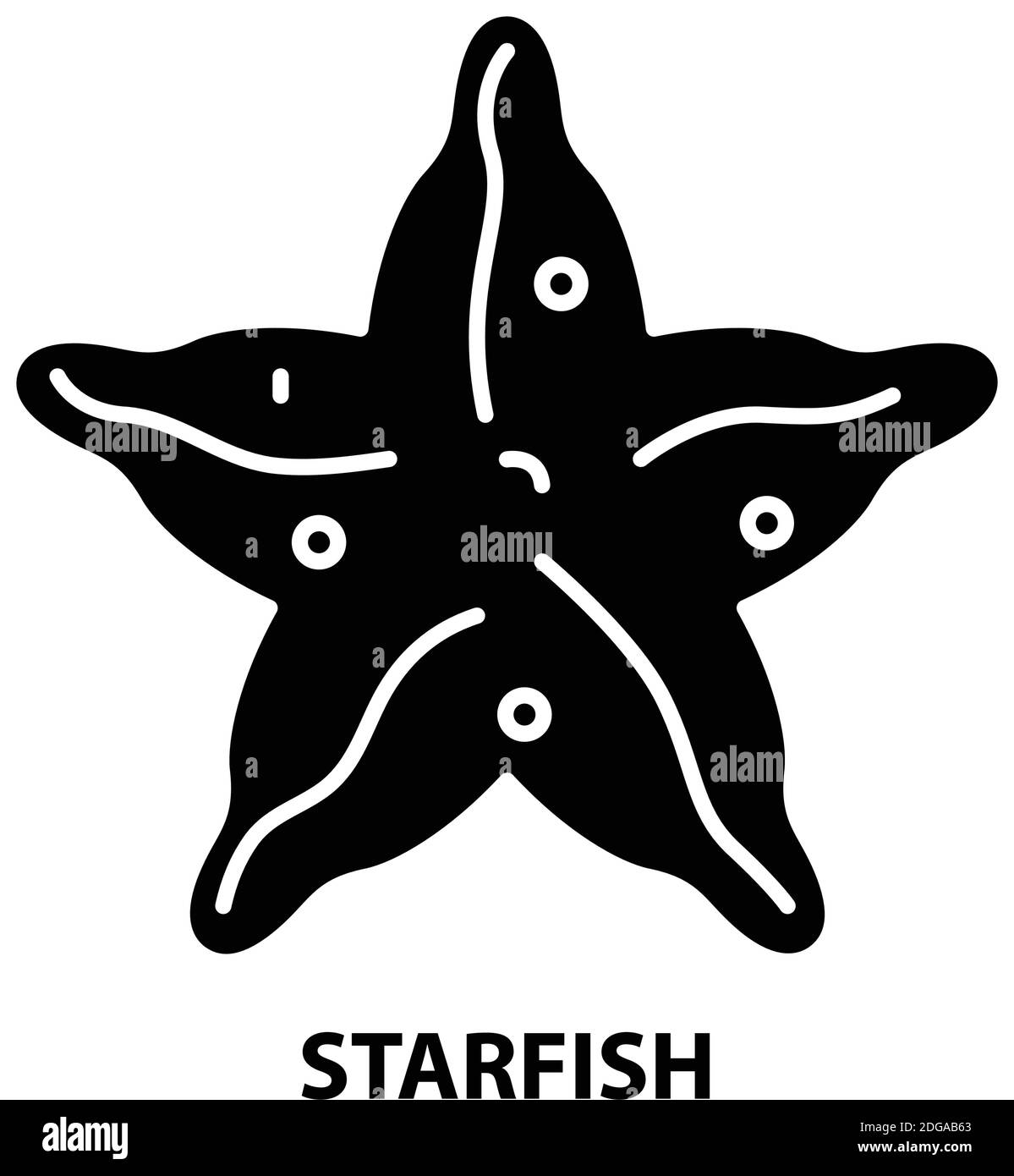 starfish icon, black vector sign with editable strokes, concept ...