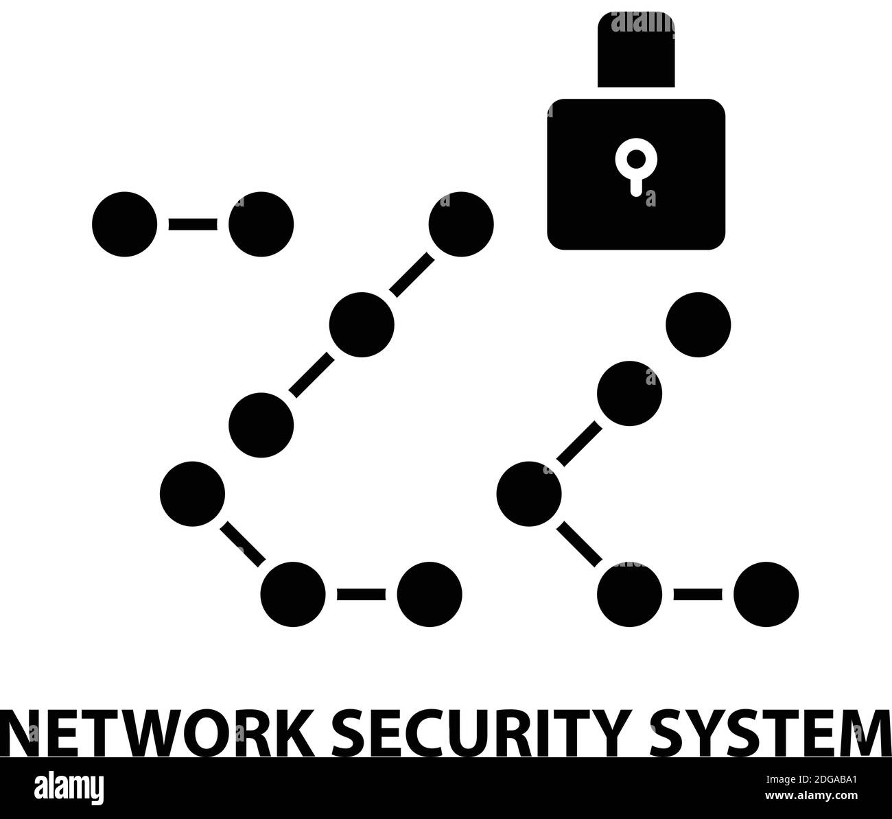 network security system icon, black vector sign with editable strokes ...
