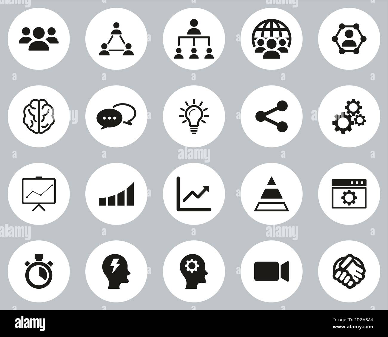 Work Productivity Icons Black & White Flat Design Circle Set Big Stock ...