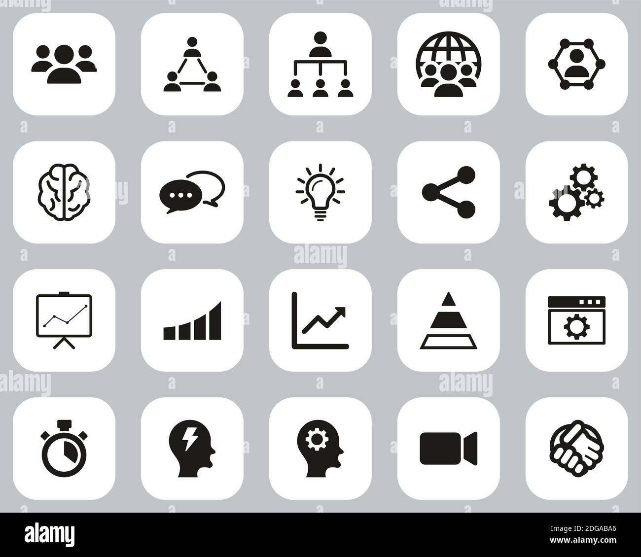 Work Productivity Icons Black & White Flat Design Set Big Stock Vector ...