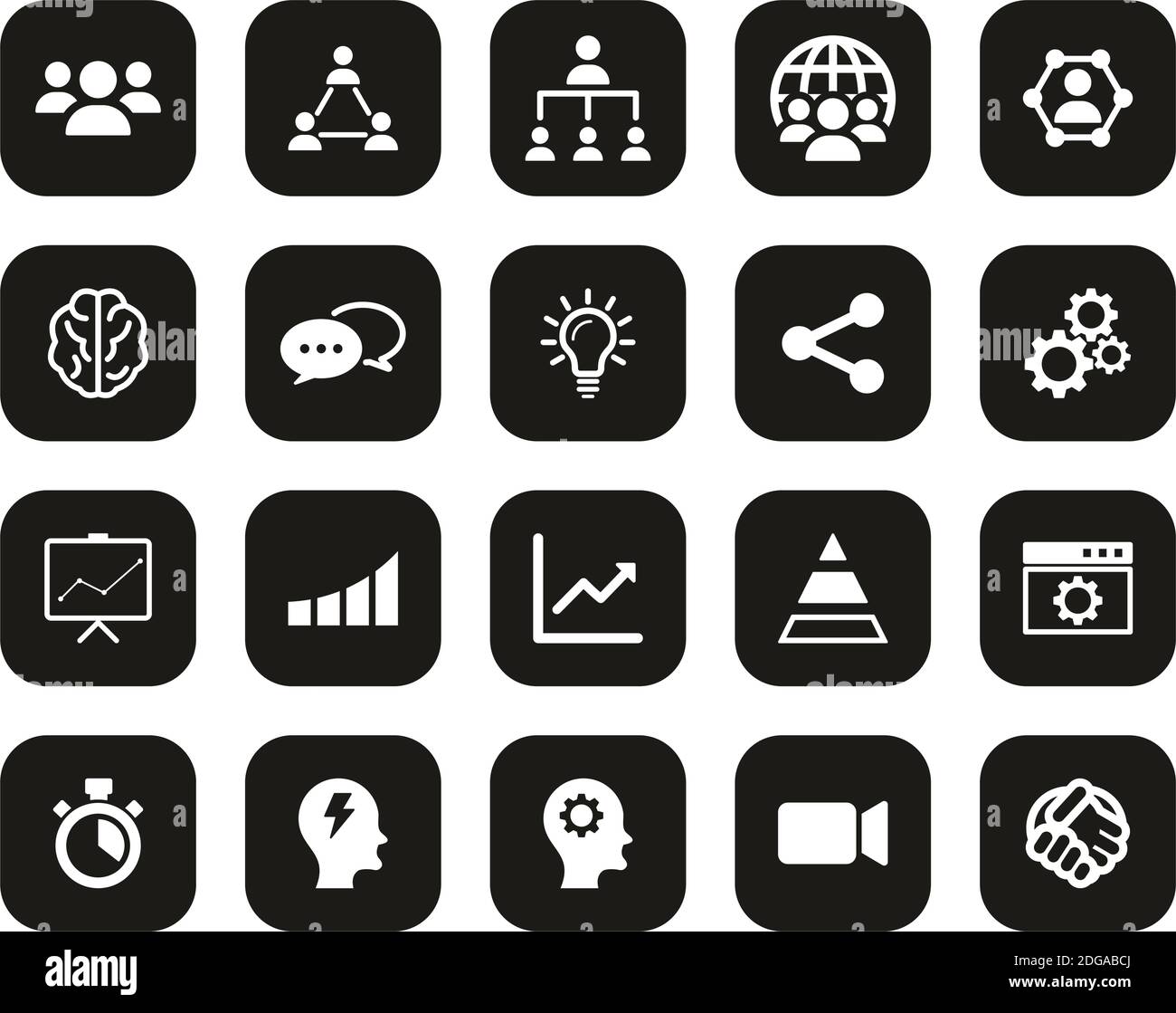 Work Productivity Icons White On Black Flat Design Set Big Stock Vector ...