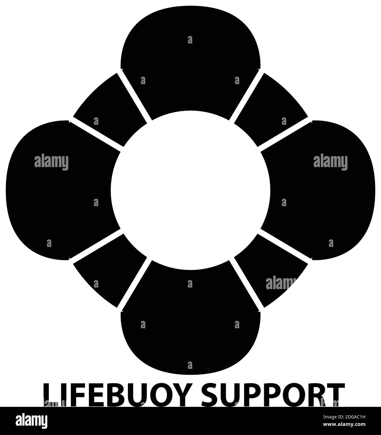 lifebuoy support sign icon, black vector sign with editable strokes ...