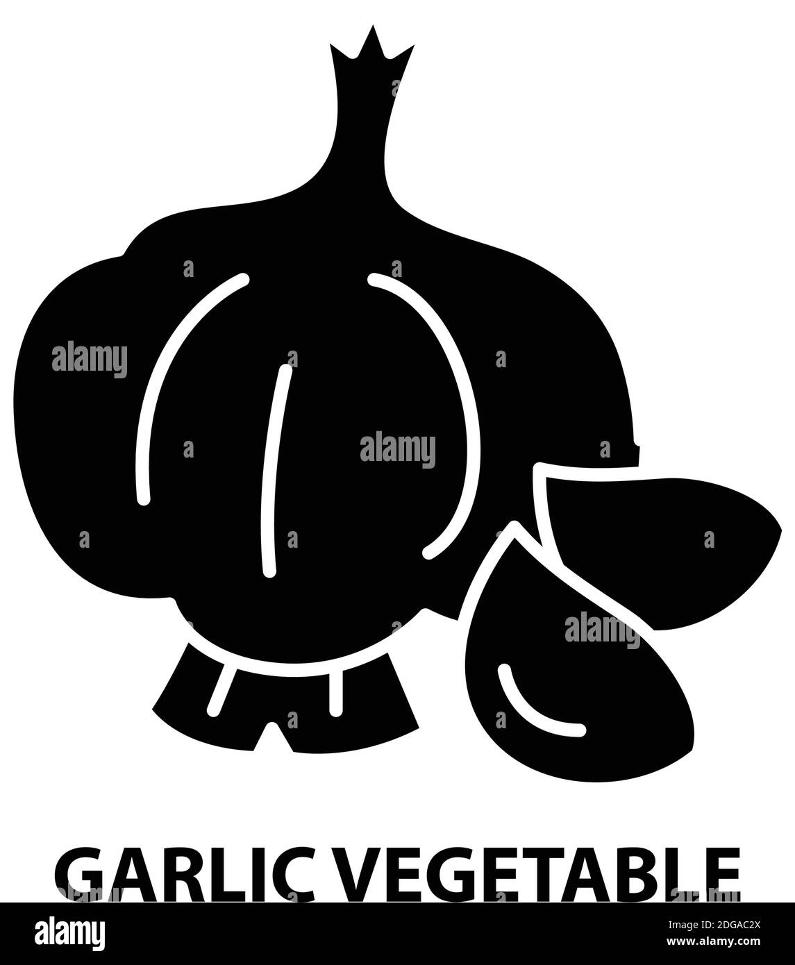 garlic vegetable icon, black vector sign with editable strokes, concept ...