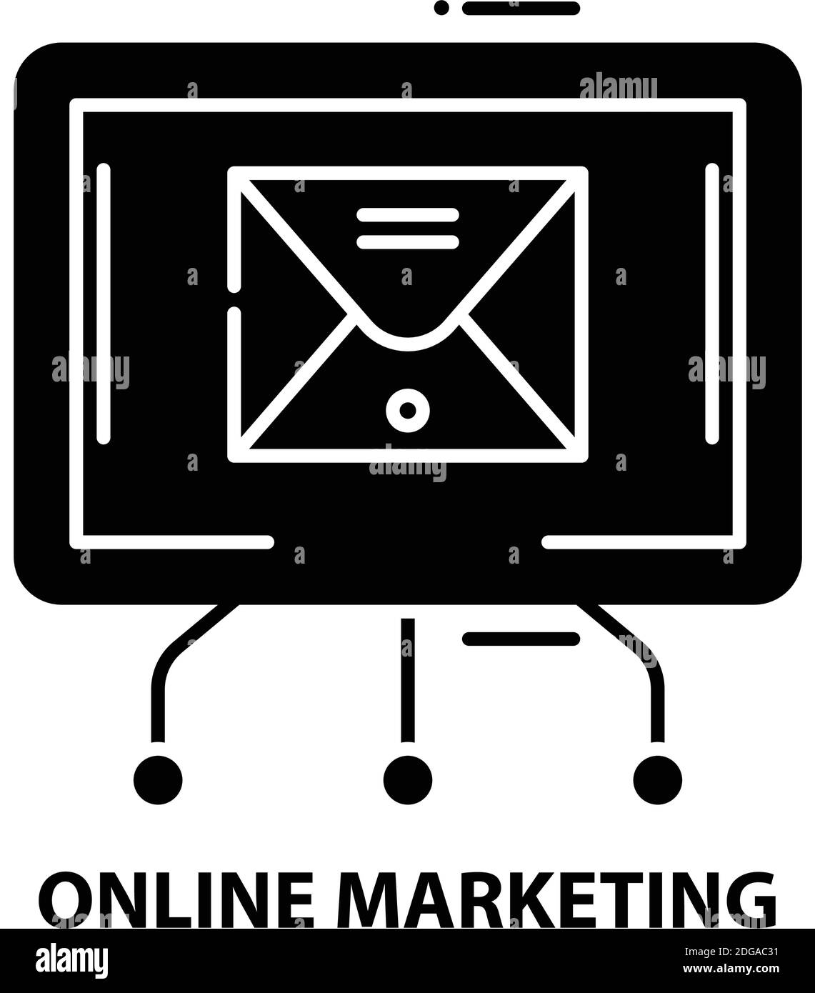 online marketing icon, black vector sign with editable strokes, concept ...