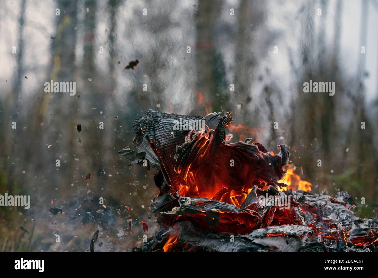 Pile of burning cardboard and waste paper Stock Photo - Alamy