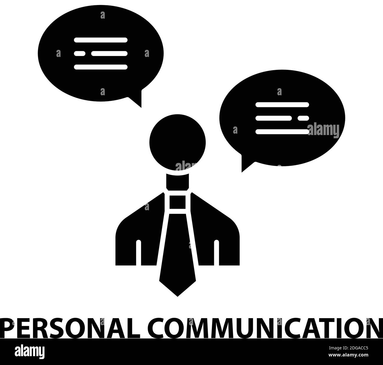 personal communication icon, black vector sign with editable strokes ...