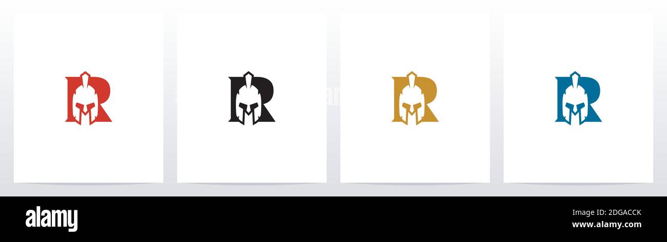 Spartan Helmet On Letter Logo Design R Stock Vector Image & Art - Alamy