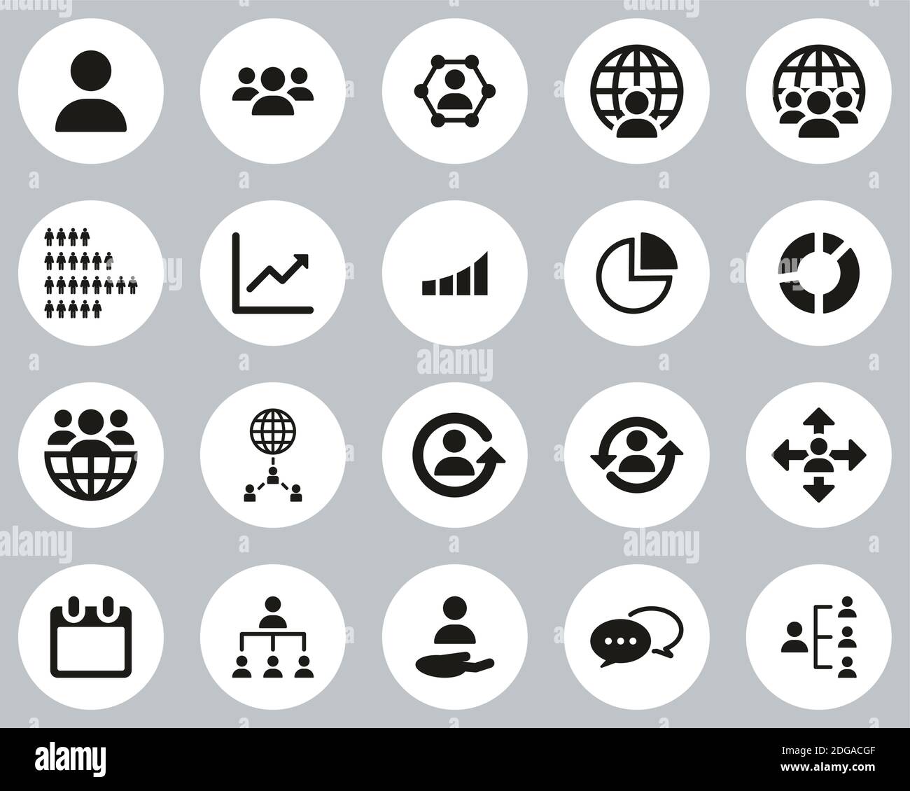 World Population Icons Black & White Flat Design Circle Set Big Stock ...