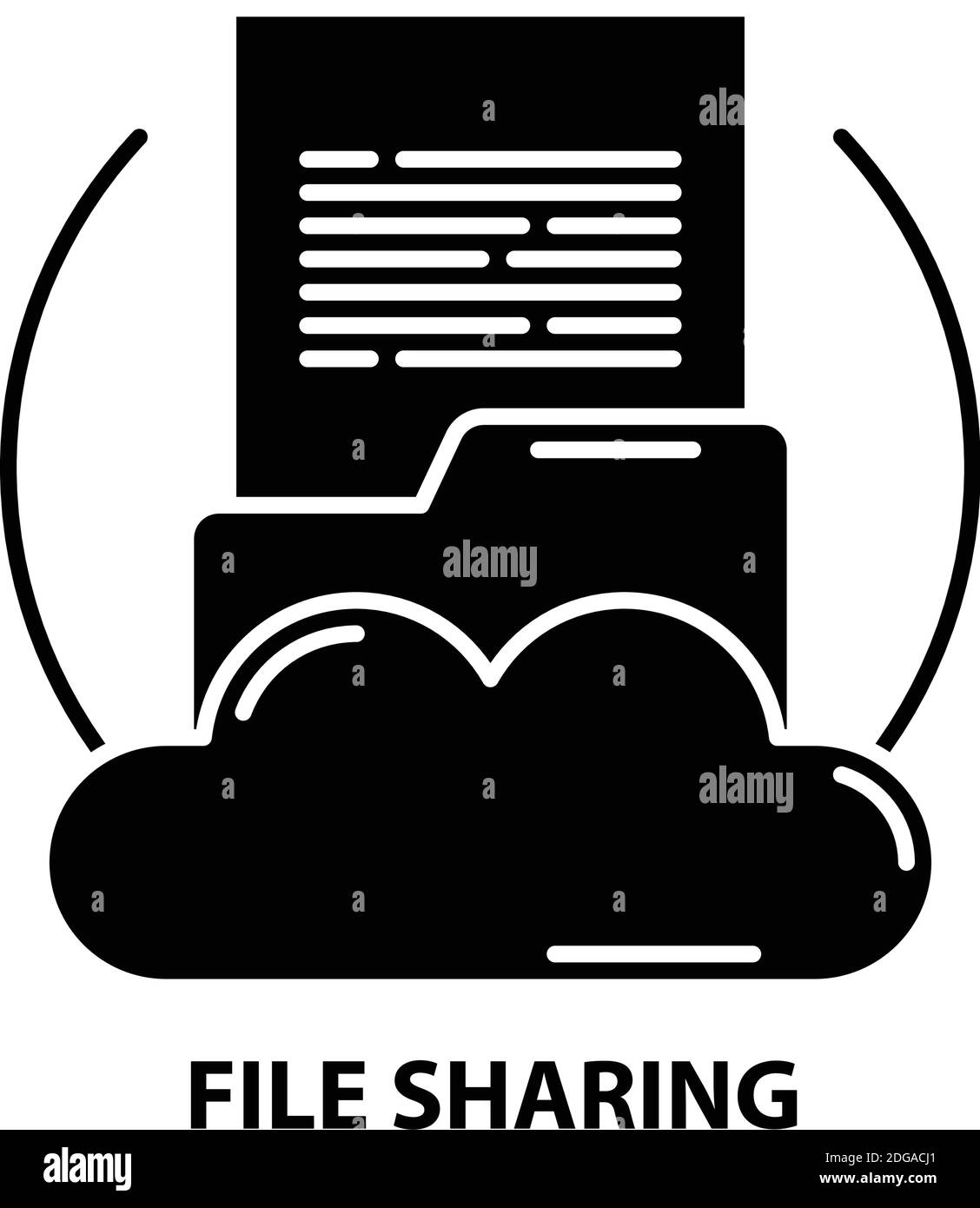 file sharing symbol icon, black vector sign with editable strokes ...