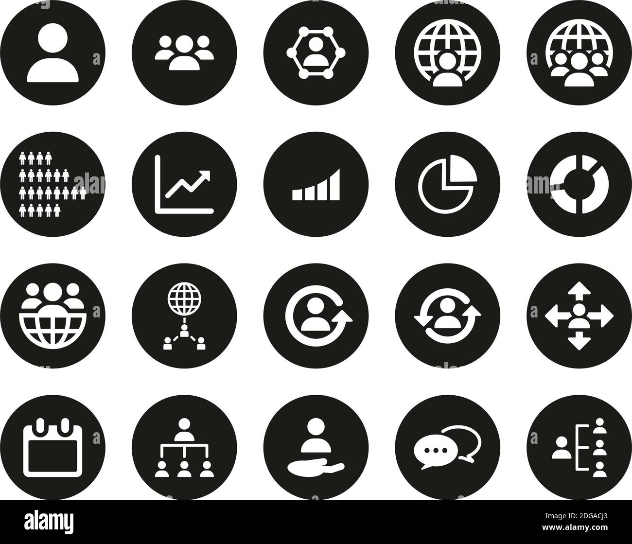 World Population Icons White On Black Flat Design Circle Set Big Stock ...