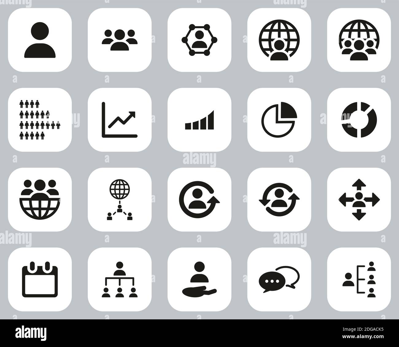 World Population Icons Black & White Flat Design Set Big Stock Vector ...