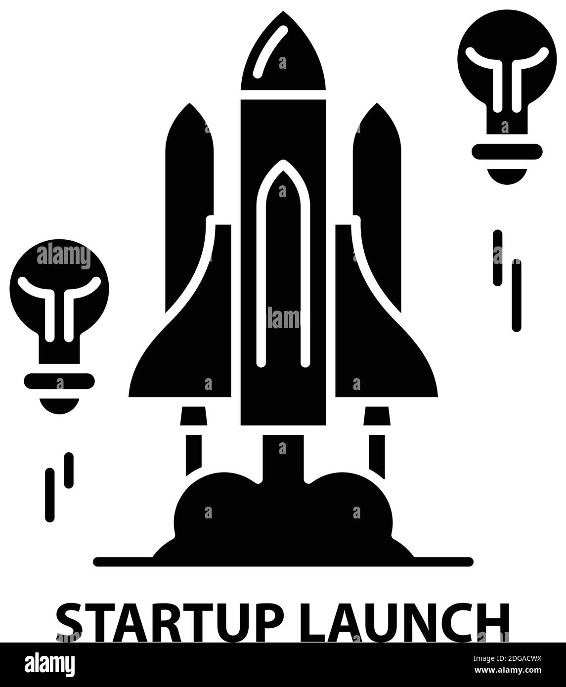 startup launch icon, black vector sign with editable strokes, concept ...