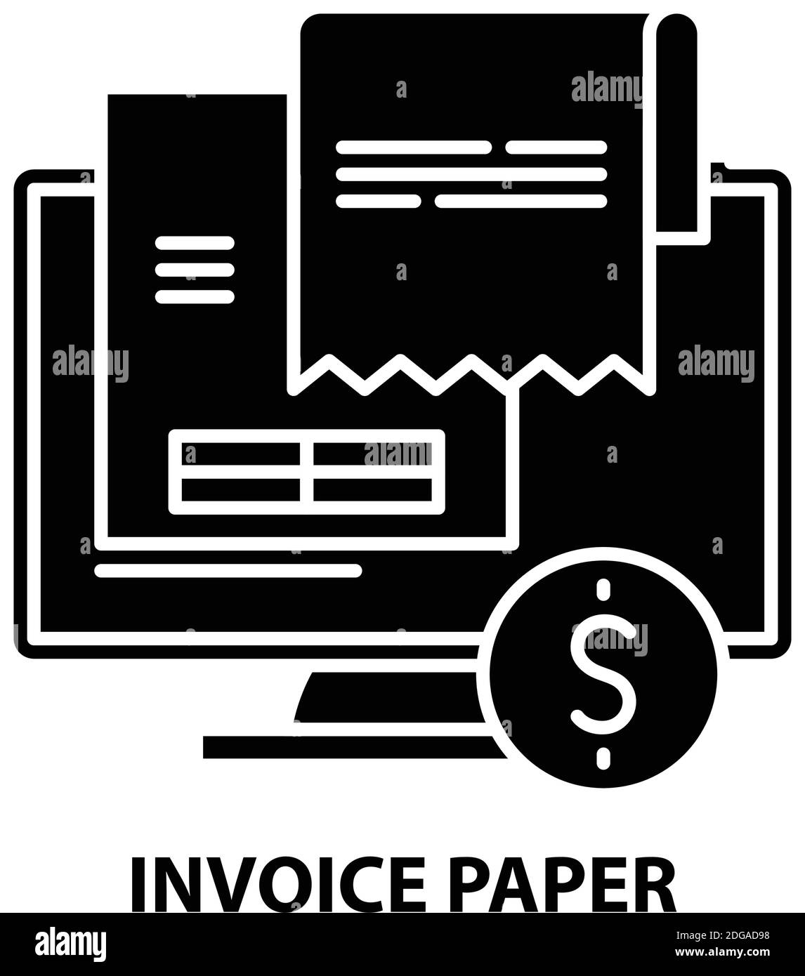 invoice paper icon, black vector sign with editable strokes, concept ...