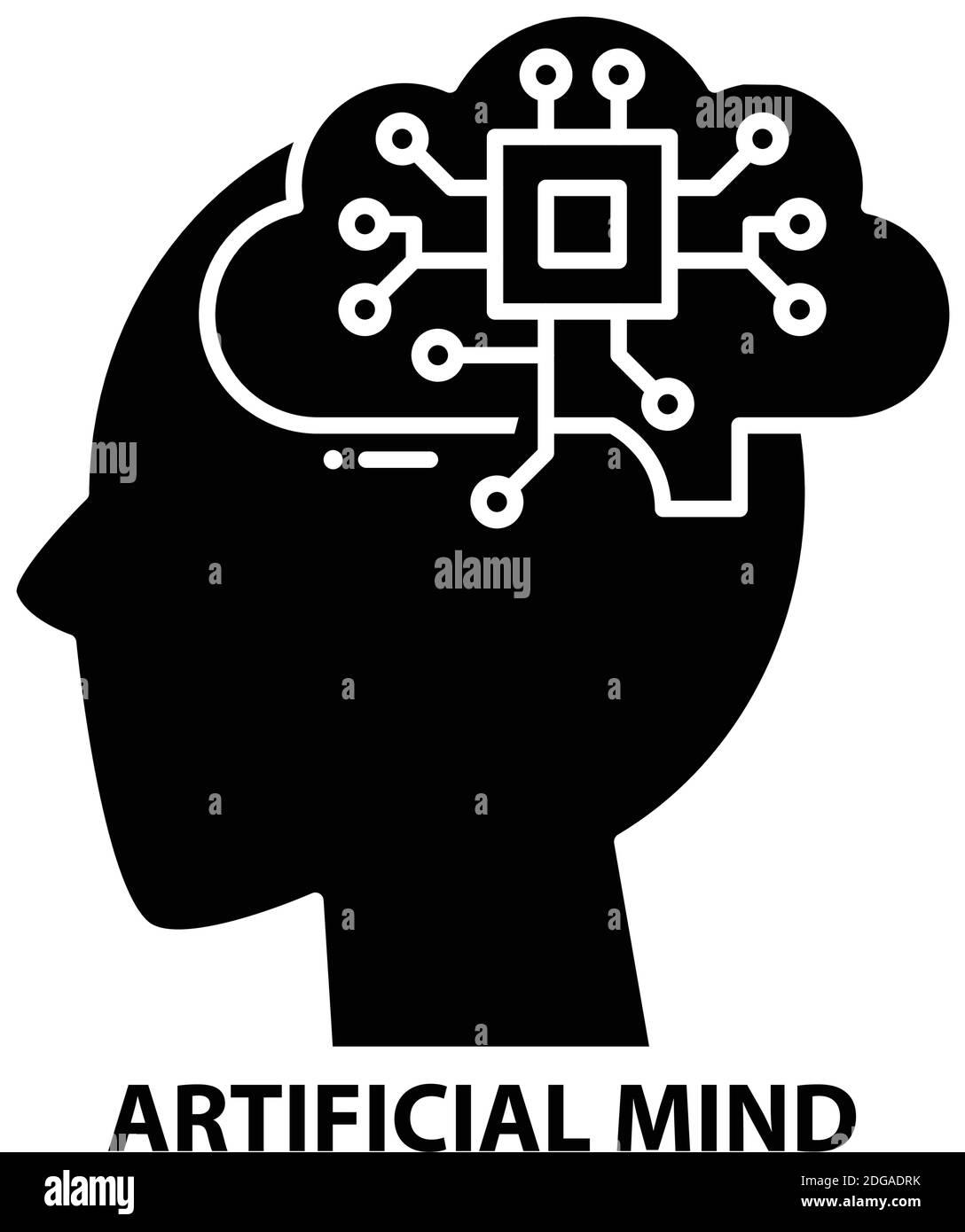 artificial mind icon, black vector sign with editable strokes, concept ...