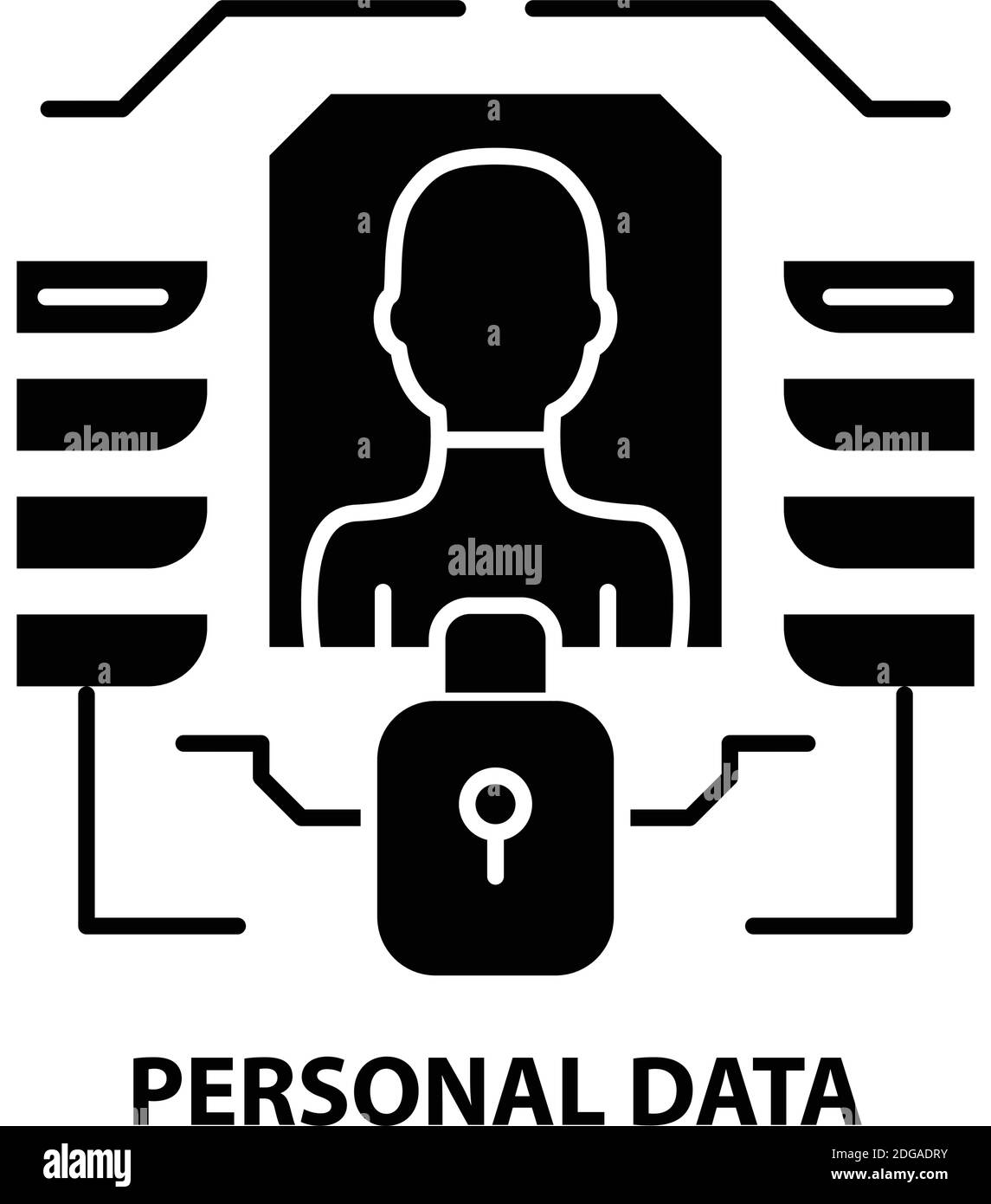 personal data icon, black vector sign with editable strokes, concept ...