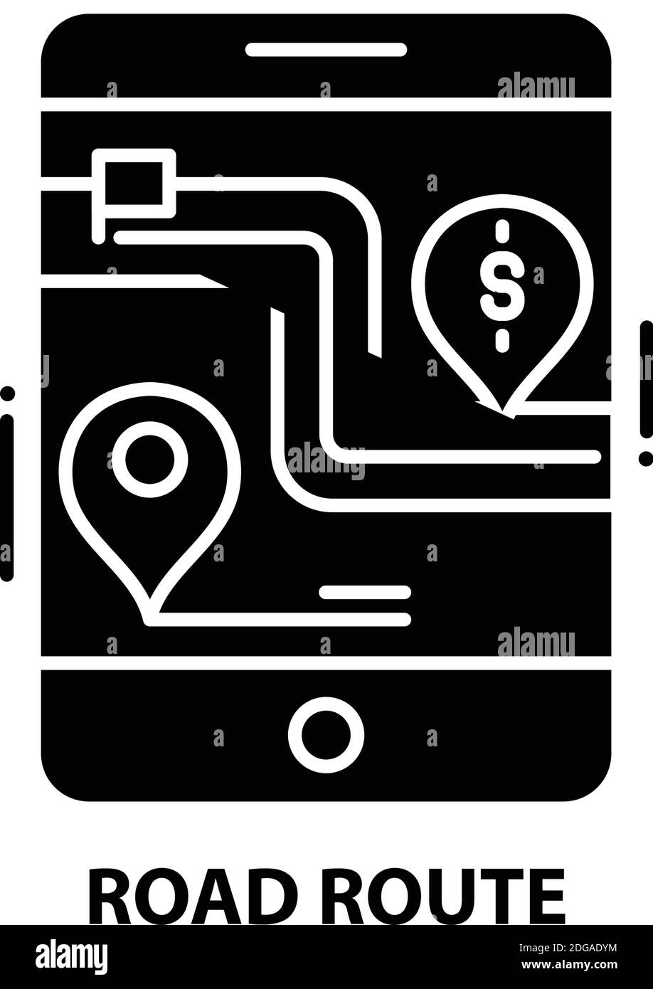road route icon, black vector sign with editable strokes, concept ...