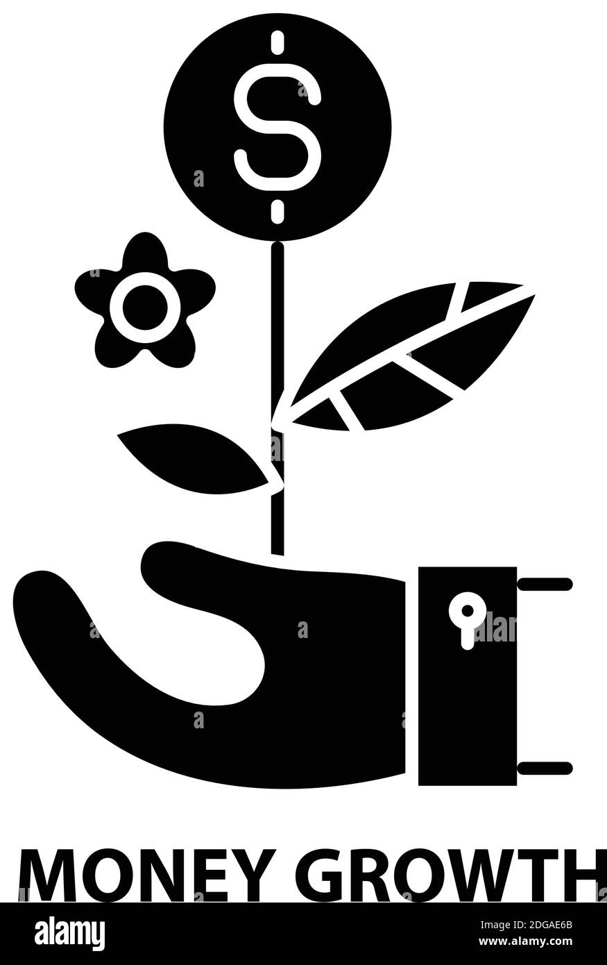 money growth icon, black vector sign with editable strokes, concept ...