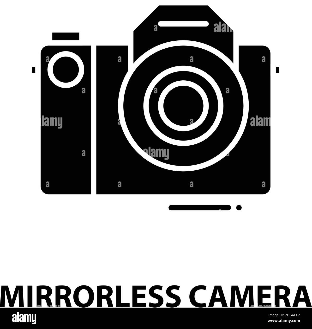 mirrorless camera icon, black vector sign with editable strokes ...