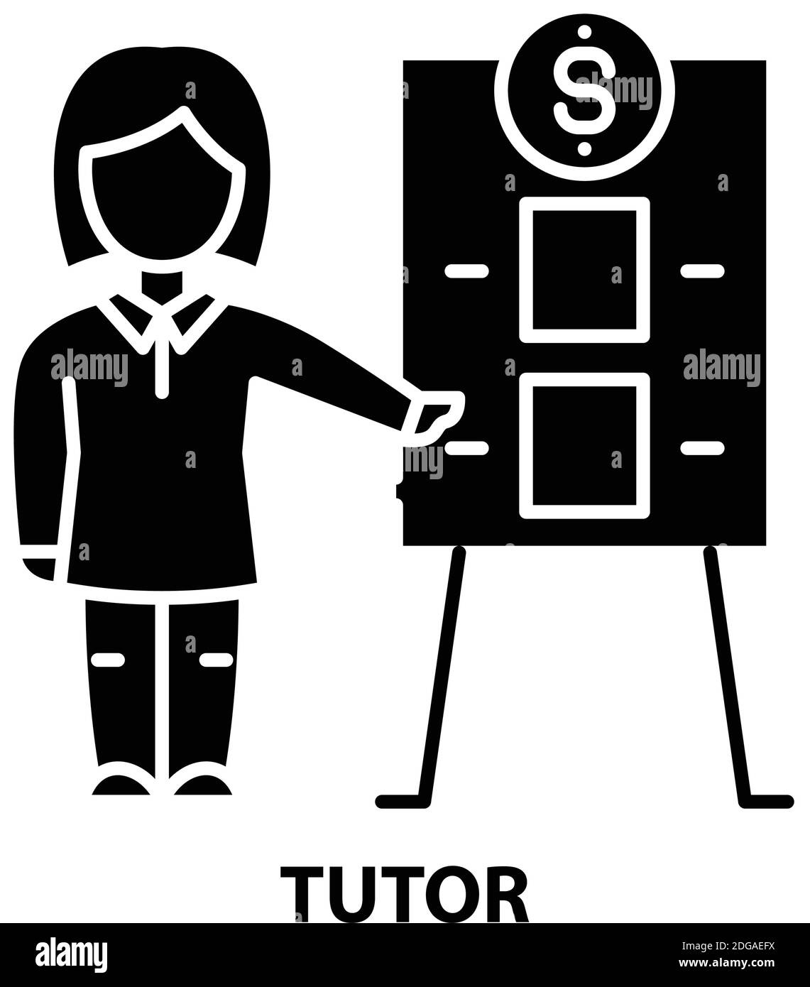 tutor icon, black vector sign with editable strokes, concept ...