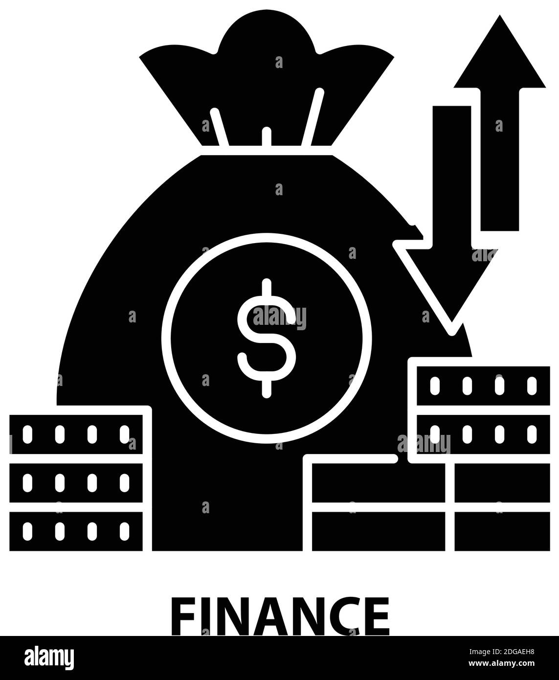finance icon, black vector sign with editable strokes, concept ...