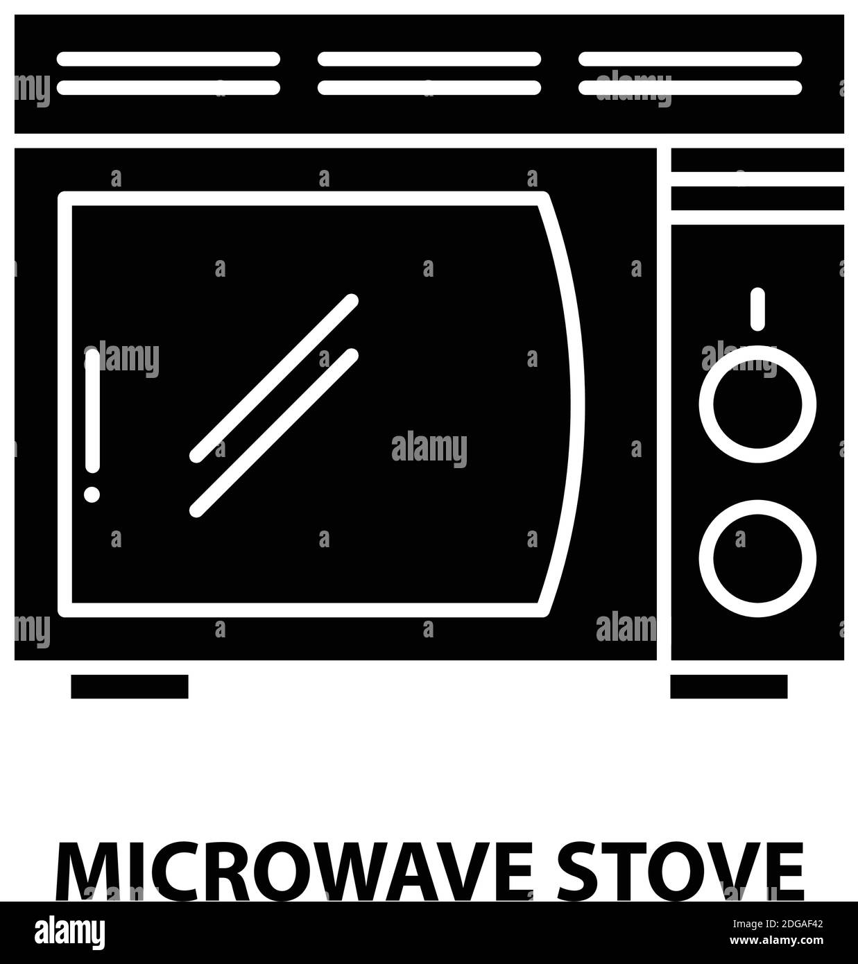 microwave stove icon, black vector sign with editable strokes, concept ...