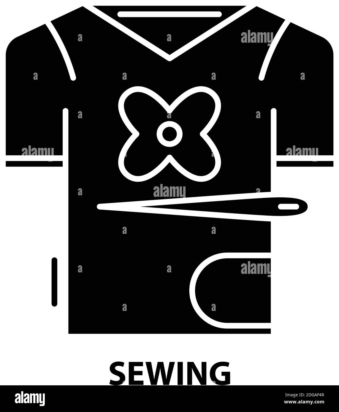 sewing icon, black vector sign with editable strokes, concept ...