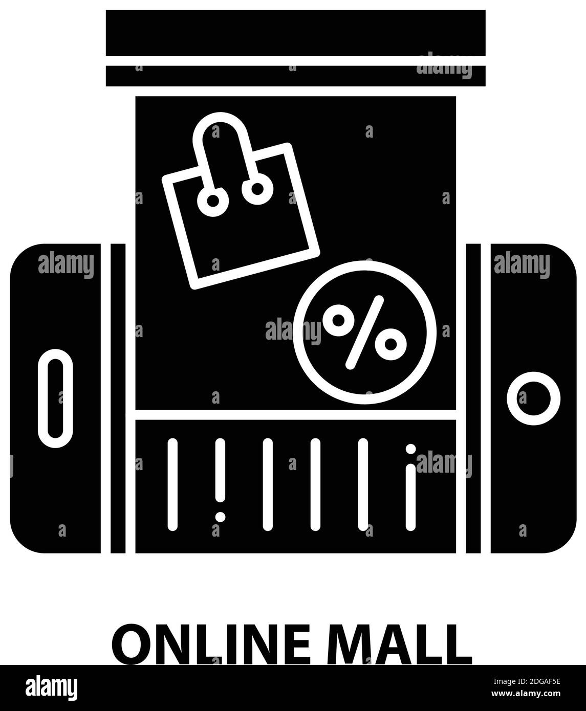 online mall icon, black vector sign with editable strokes, concept ...